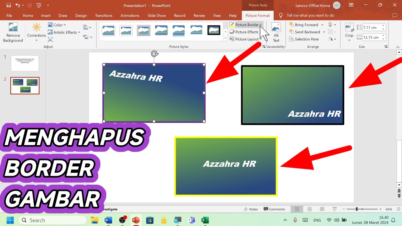 Cara Hapus Garis Tepi Gambar di Microsoft Powerpoint - YouTube