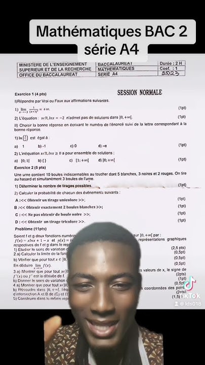 ÉPREUVE DE MATHÉMATIQUES /A4/BAC 2 #science #astuce #mathematics #ul #togo #lds #bac #education ...