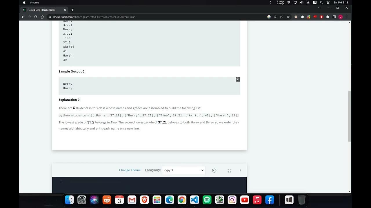 HackerRank Python Problem "Nested List" || Competitive Programing With Python @Codolearn - YouTube