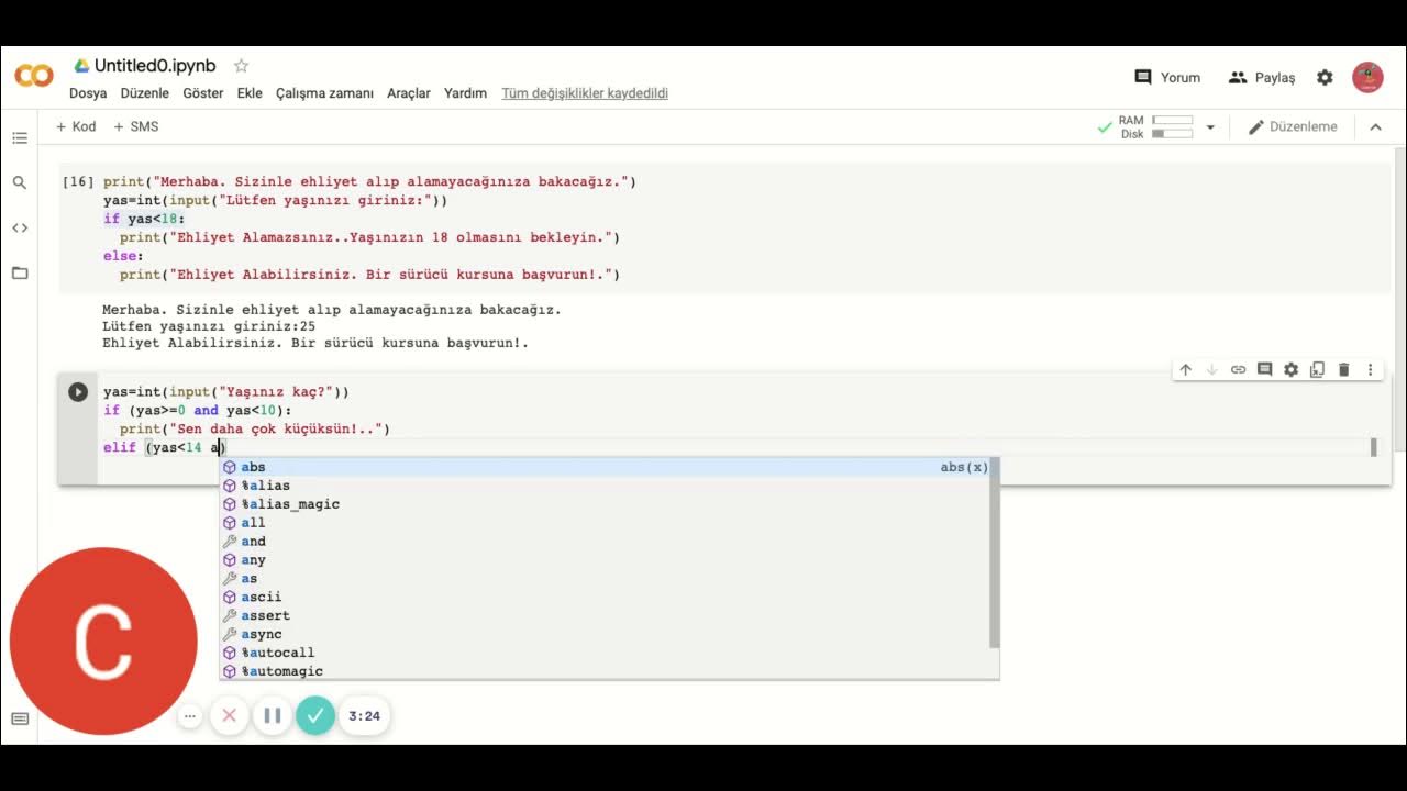 Python - If Elif Else Yapısı - Colab - YouTube