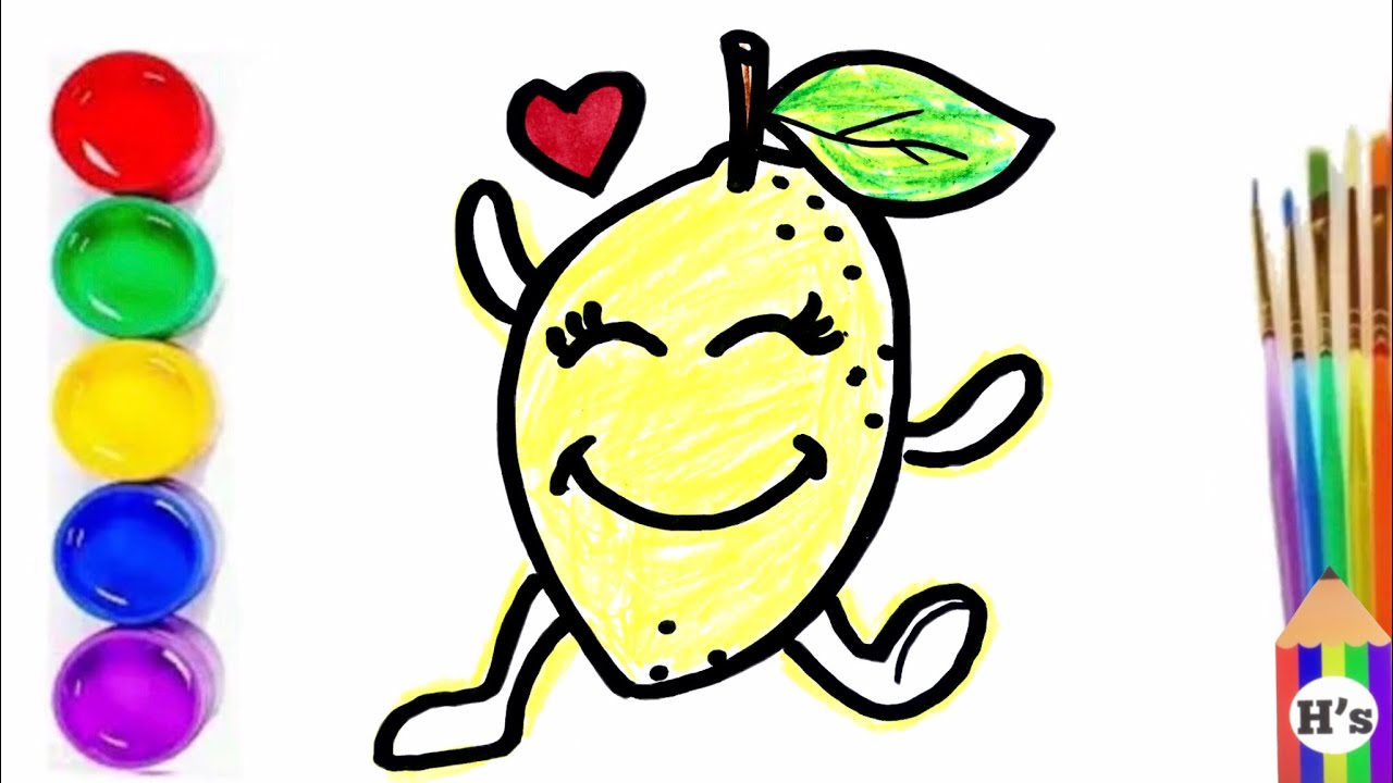 How To Draw a Cute Lemon | рисуем лимон для детей | Bolalar uchun limon ...