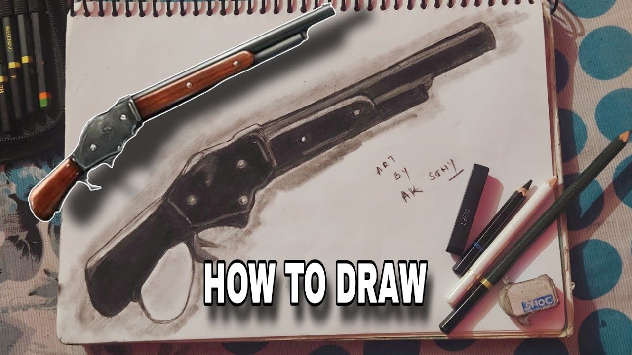 HOW TO DRAW REALISTIC SHOTGUN DRAWING | HOW TO DRAW SHOTGUN FREE FIRE ...