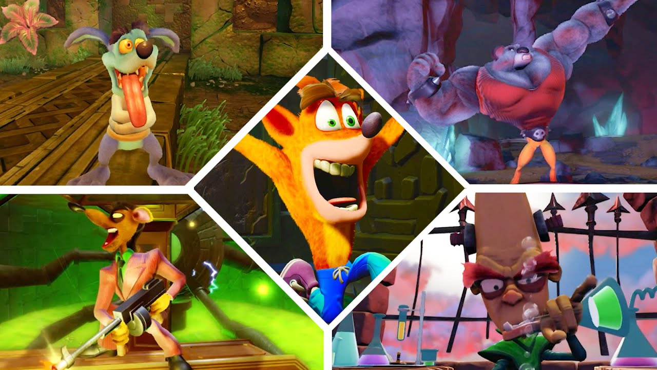 Crash Bandicoot 1 N. Sane Trilogy REMAKE - ALL BOSSES + Ending - YouTube