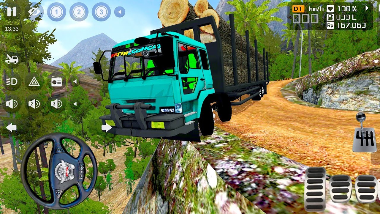 12 Wheeler Dump Truck Loaded With Wood | Driving In Offroad | Bus ...