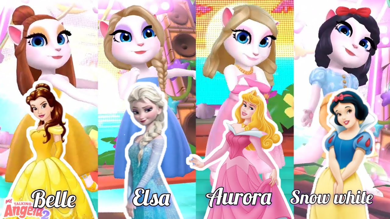 Disney Princesses Dance👸🩰| My Talking Angela 2 - YouTube