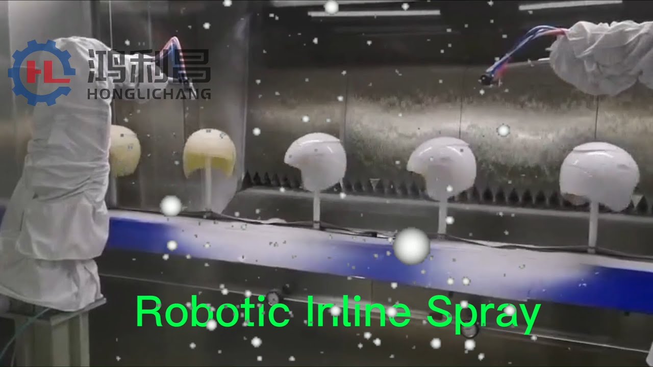 Robotic Automatic Spray Helmet Painting Line - YouTube