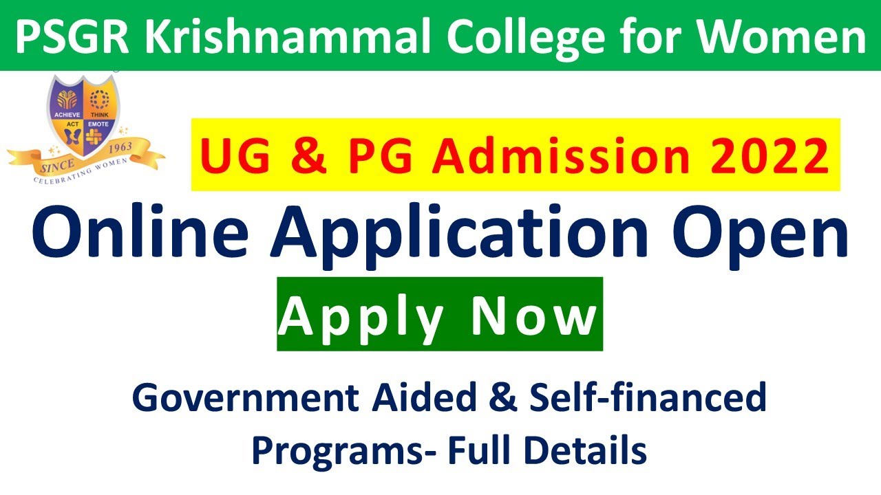 PSGR Krishnammal College for Women Admission 2022|Online Application ...