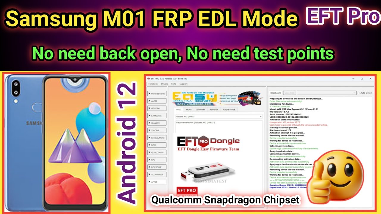Samsung M01 (M015g) FRP unlock EFT Pro in EDL Mode 2026 - YouTube