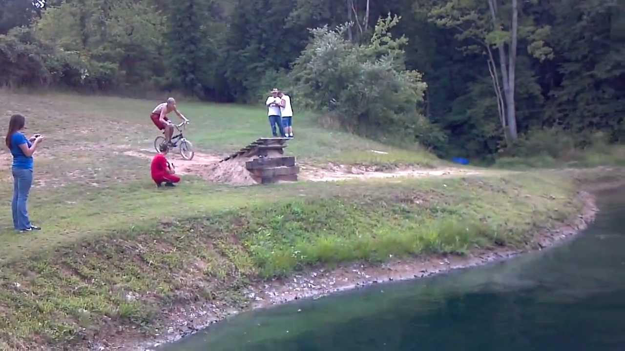 Bike Ramp into Pond - YouTube