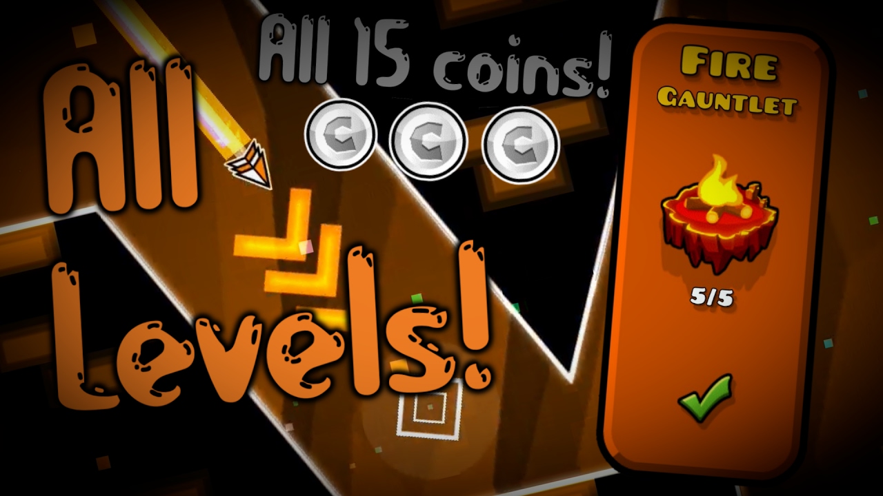 Geometry Dash 2.1 | Fire Gauntlet All Levels 1-5 Complete [ANNOTATIONS ...