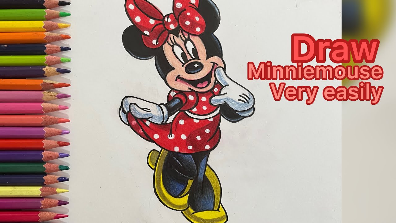 Hi I’m Minnie Mouse 😊| drawing Minnie Mouse | drawing tutorial | #viral ...