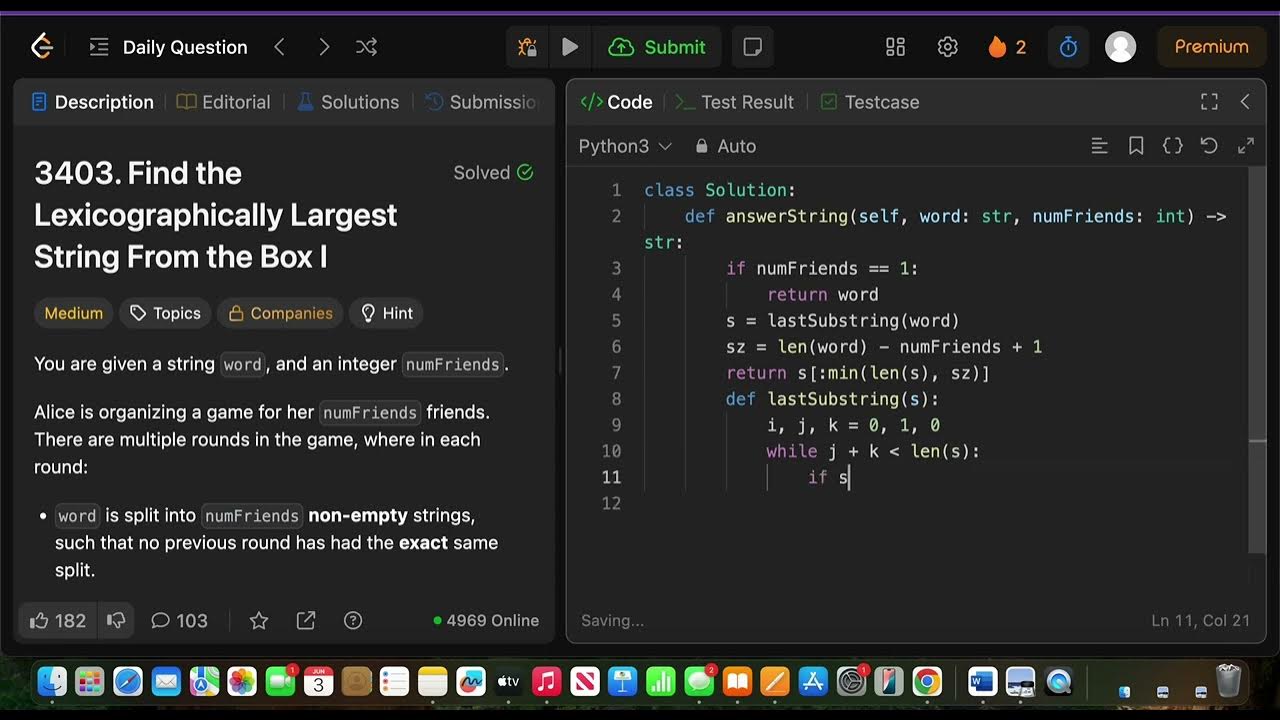 Find the Lexicographically Largest String From the Box I - Leetcode 3403 - YouTube