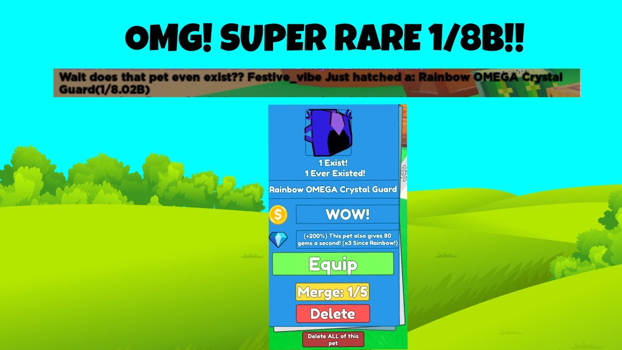 OMG I HATCHED A 1 IN 8.02B CHANCE PET OMEGA RAINBOW CRYSTAL GUARD IN ...