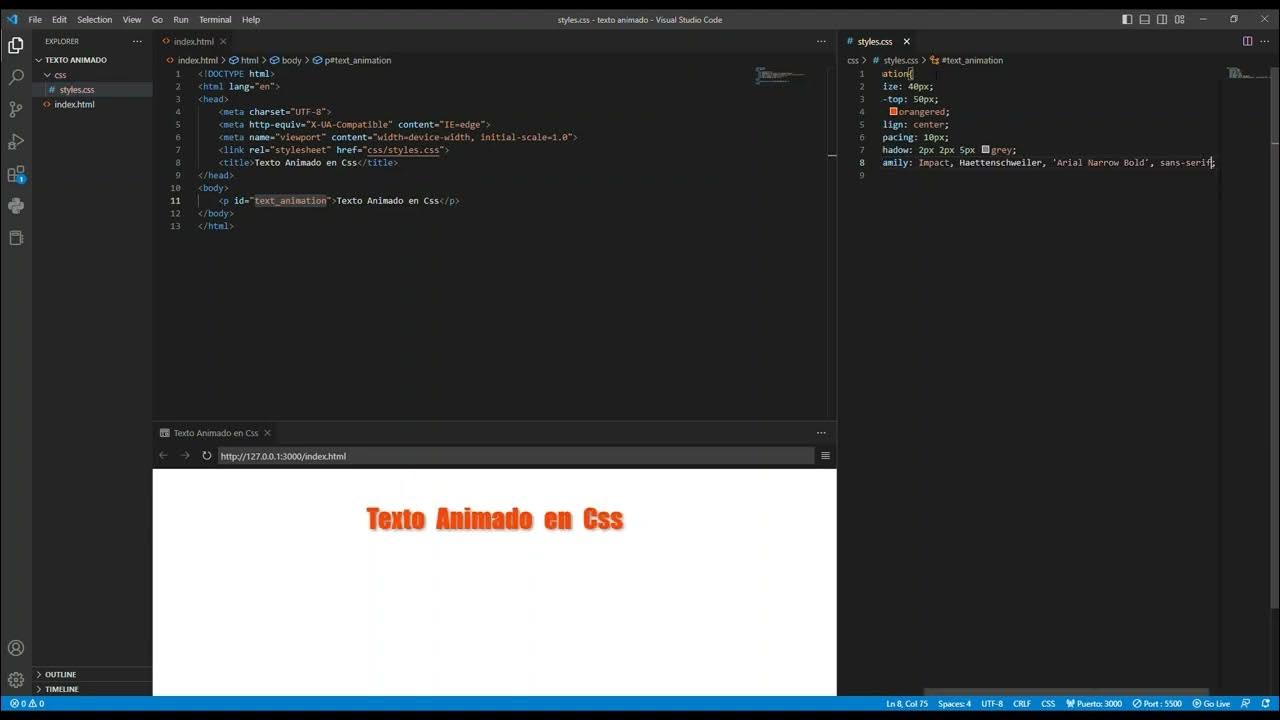 Texto Animado en HTML Css (animation coding) - YouTube