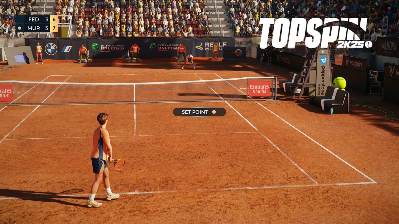 Top Spin 2K25 - COURT LEVEL VIEW - Roger Federer Vs Andy Murray - Rome ...