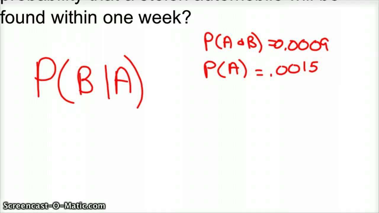 Conditional Probability With Formula YouTube