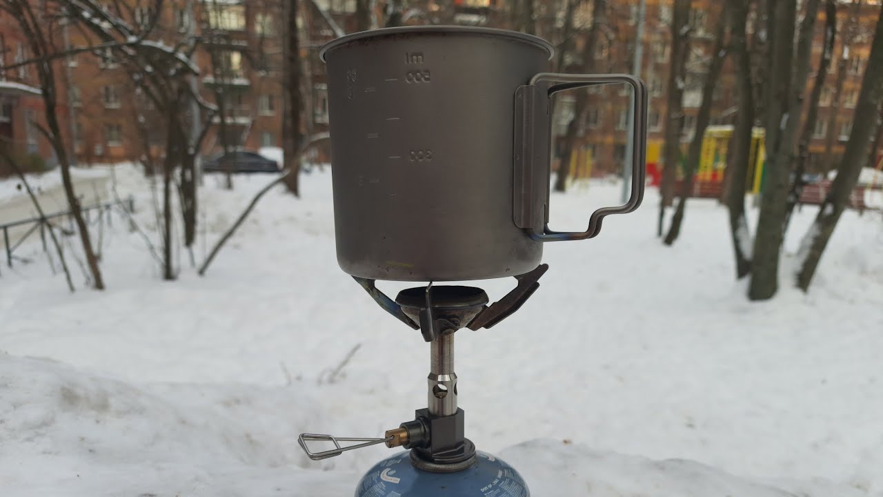 Редукторная газовая горелка зимой Fire maple Polaris Campingmoon APG ...