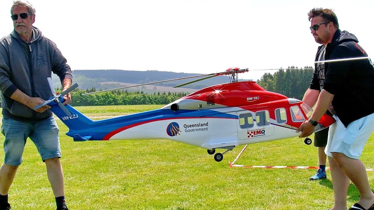 FASCINATING !!! AW-139 GIANT RC SCALE MODEL TURBINE HELICOPTER / FLIGHT ...
