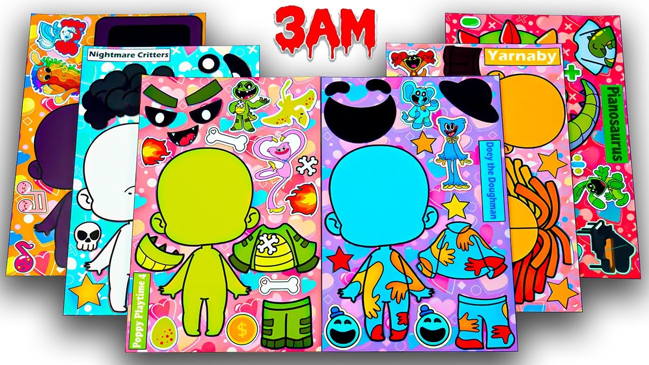 DIY PAPER STICKER💖 MAKING SPRUNKI HORROR EDITION at 3AM! Craft ...