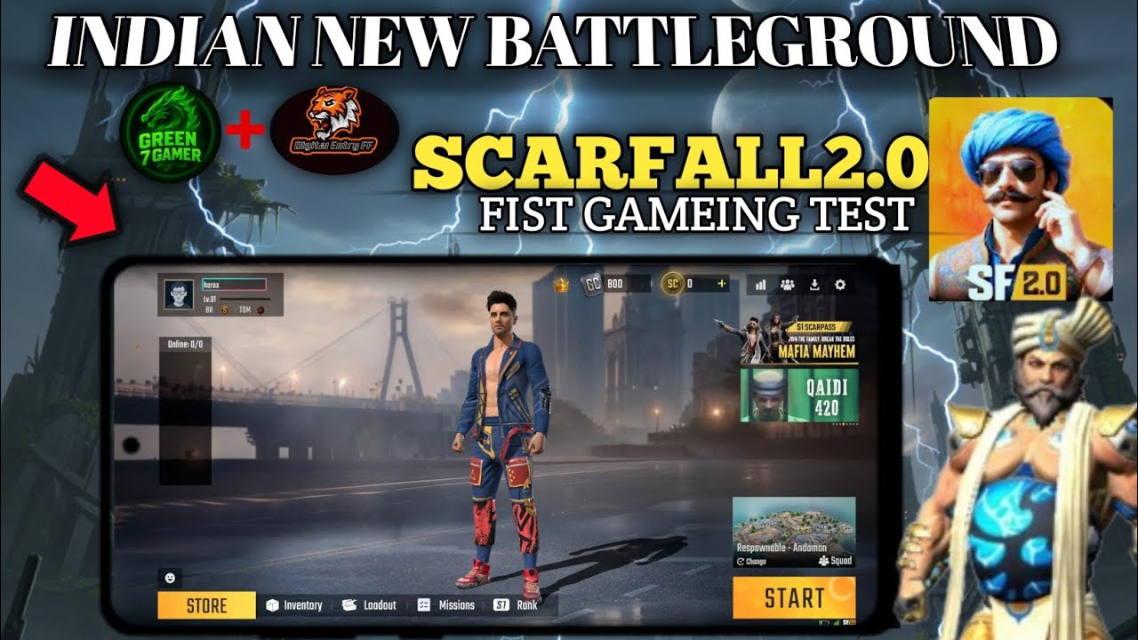 INDIAN NEW BATTLEGROUND SCARFALL2.0 FIST GAMEING TEST - YouTube