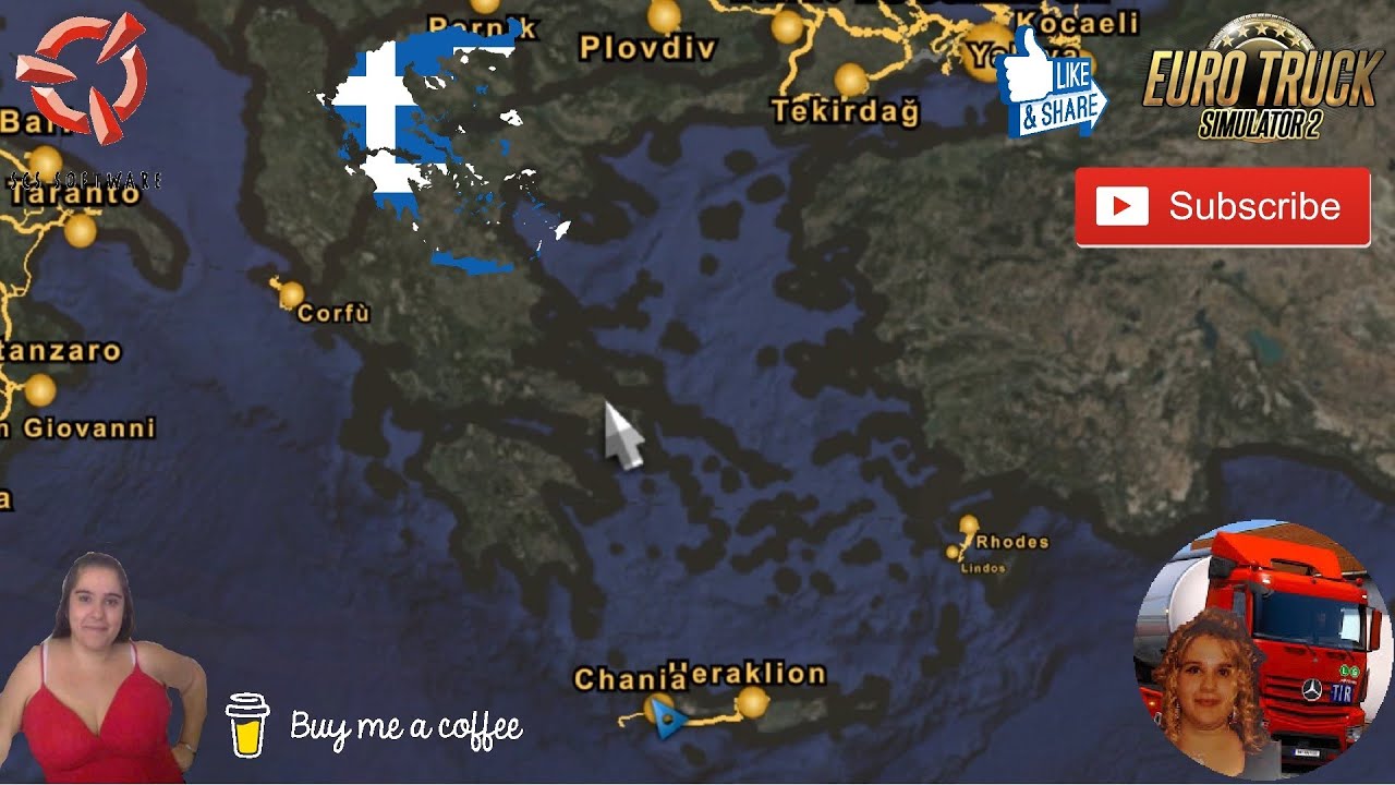 Euro Truck Simulator 2 (1.48.5) Greece Islands Rodhes, Corfu and Crete ...