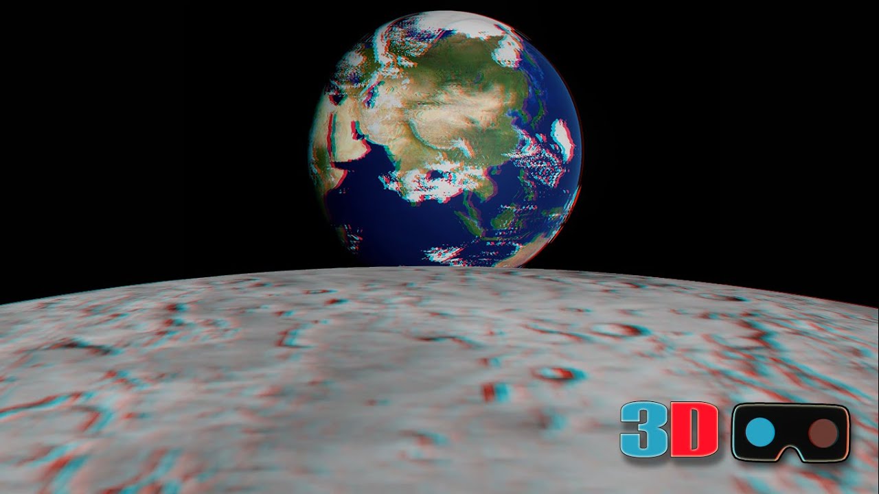 Earth & Moon 3D Anaglyph Red-Cyan [4K] Video | Animo 3D-360-VR - YouTube