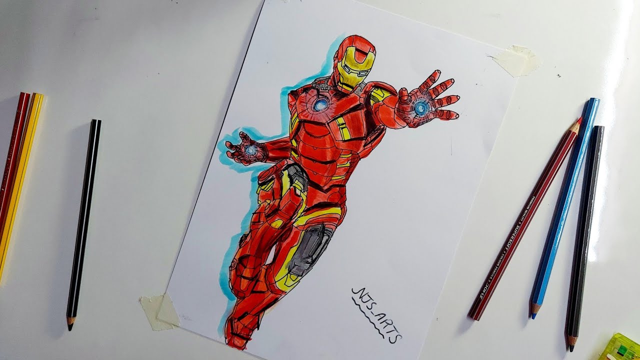 IRON MAN DRAWING STEP BY STEP / MARVEL'S DRAWING / PENCIL COLOUR ...
