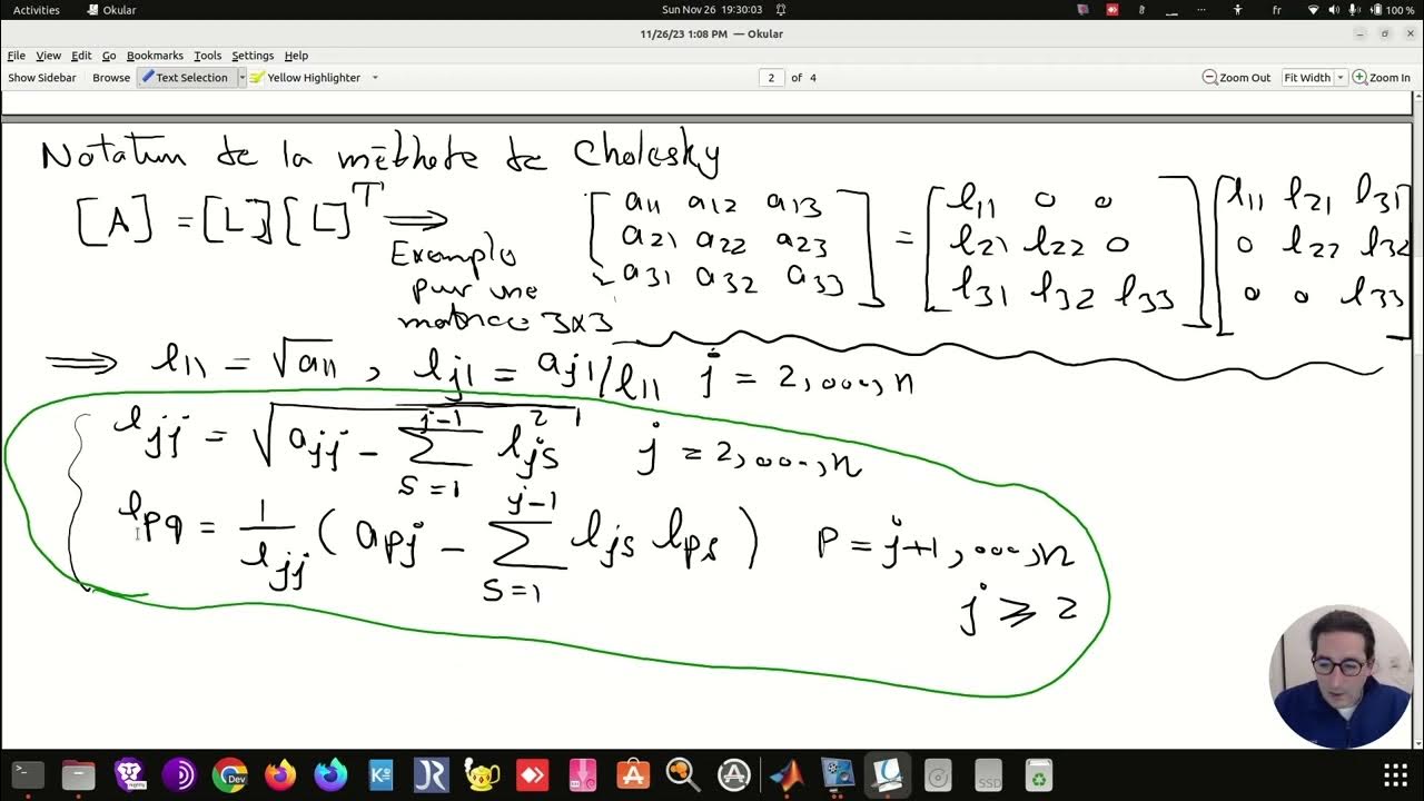 Video 56 TD6 EX1c Cholesky code MATLAB - YouTube