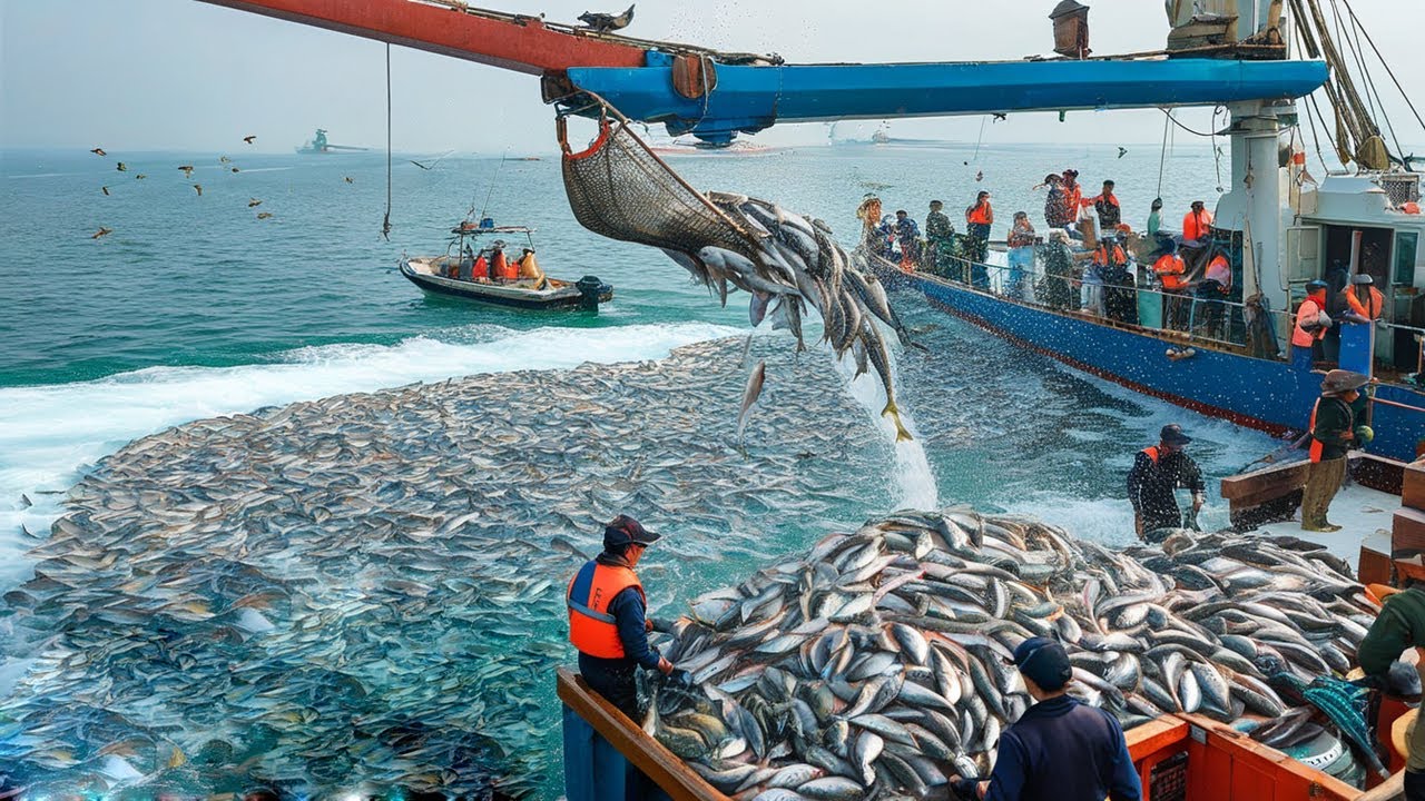 Fishermen catch hundreds of tons of cod on modern fishing boats ...