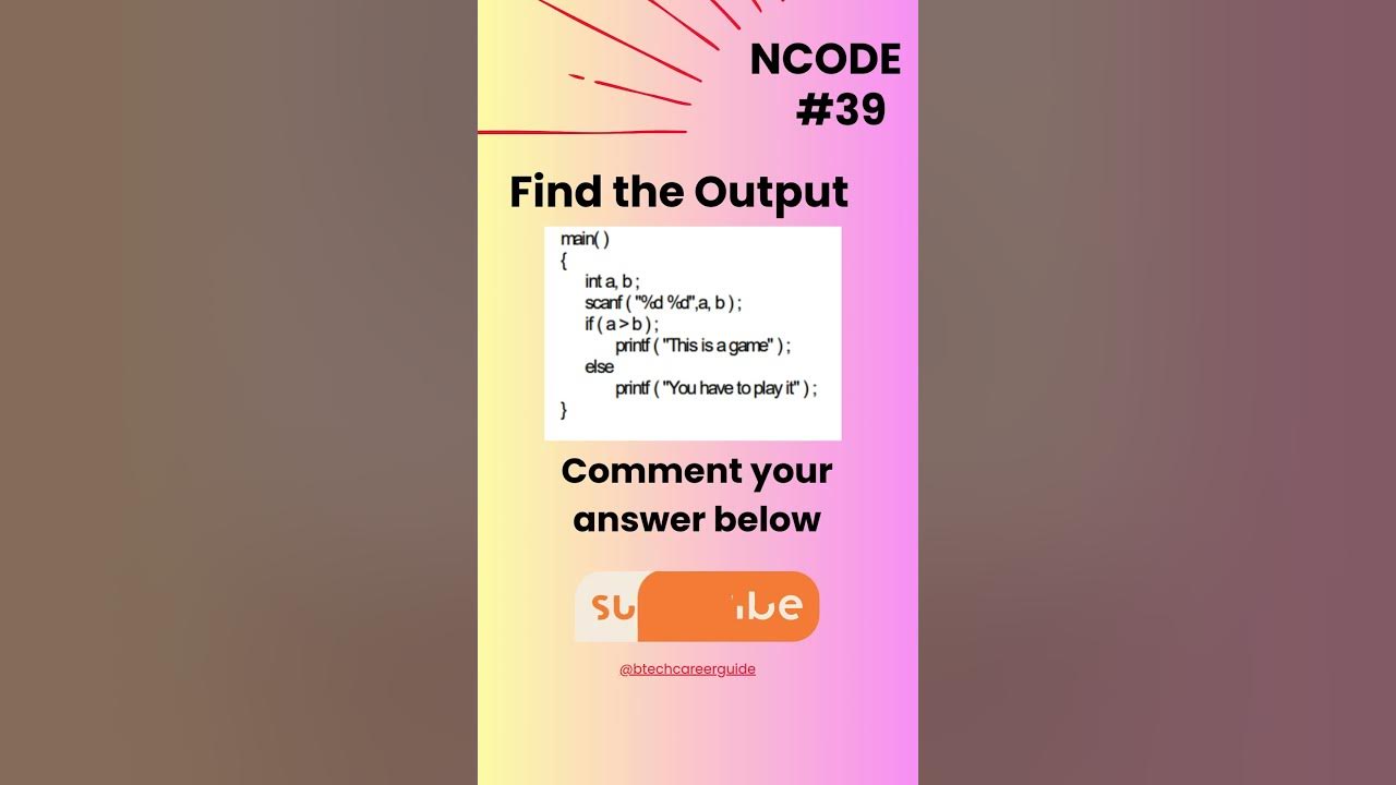NCODE #39 | Find the output | Comment your Answer Below | #coding #ncodeseries #ncode #coding # ...