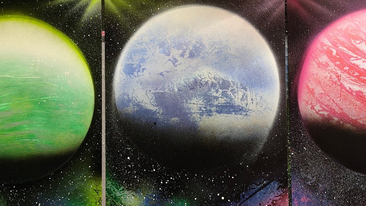 spraypaintart single planets | 3 different planets - YouTube