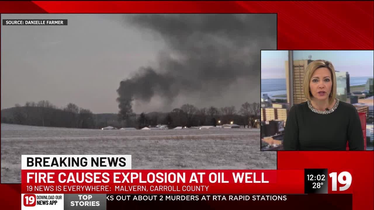 Fire causes explosion at oil well in Carroll County - YouTube