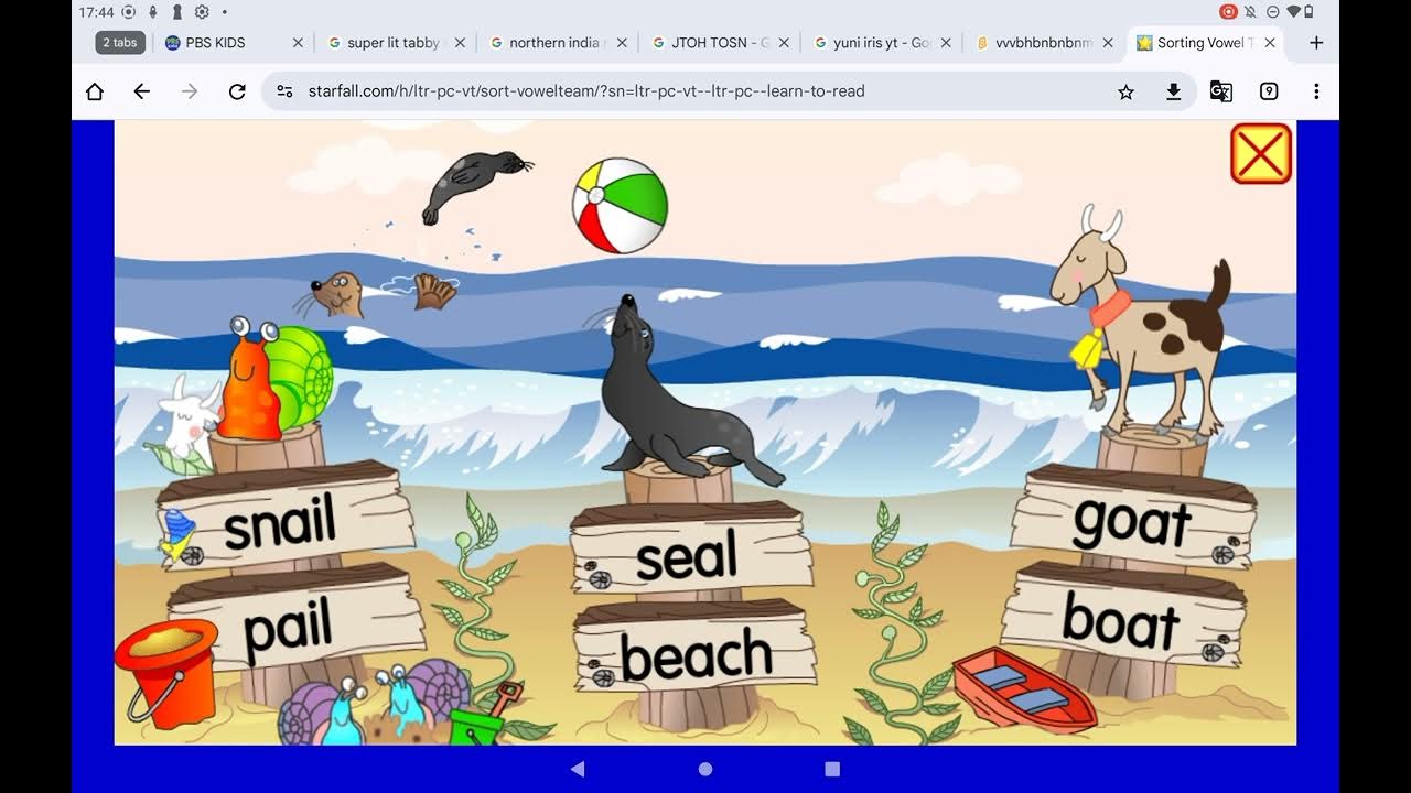 starfall vowel team and long u word shorting matching - YouTube