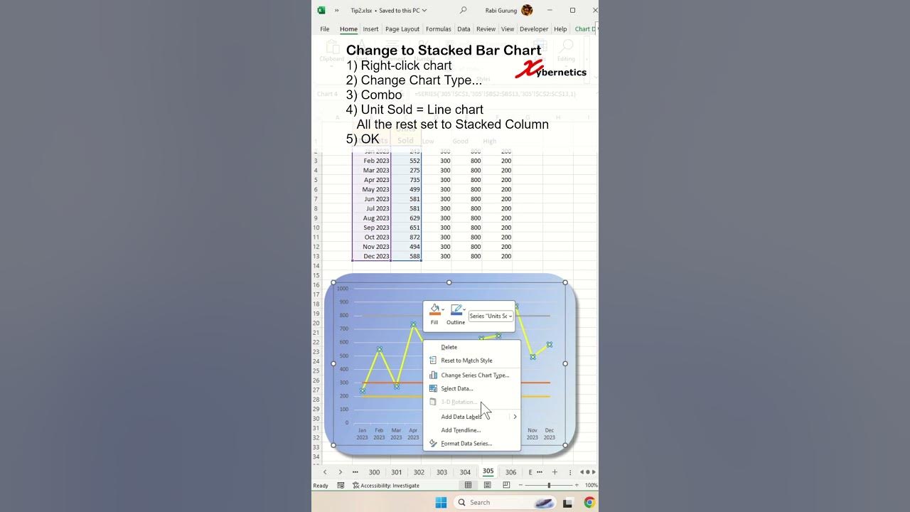 How to Show Target Range in Excel Line Chart - Excel Tips and Tricks - YouTube