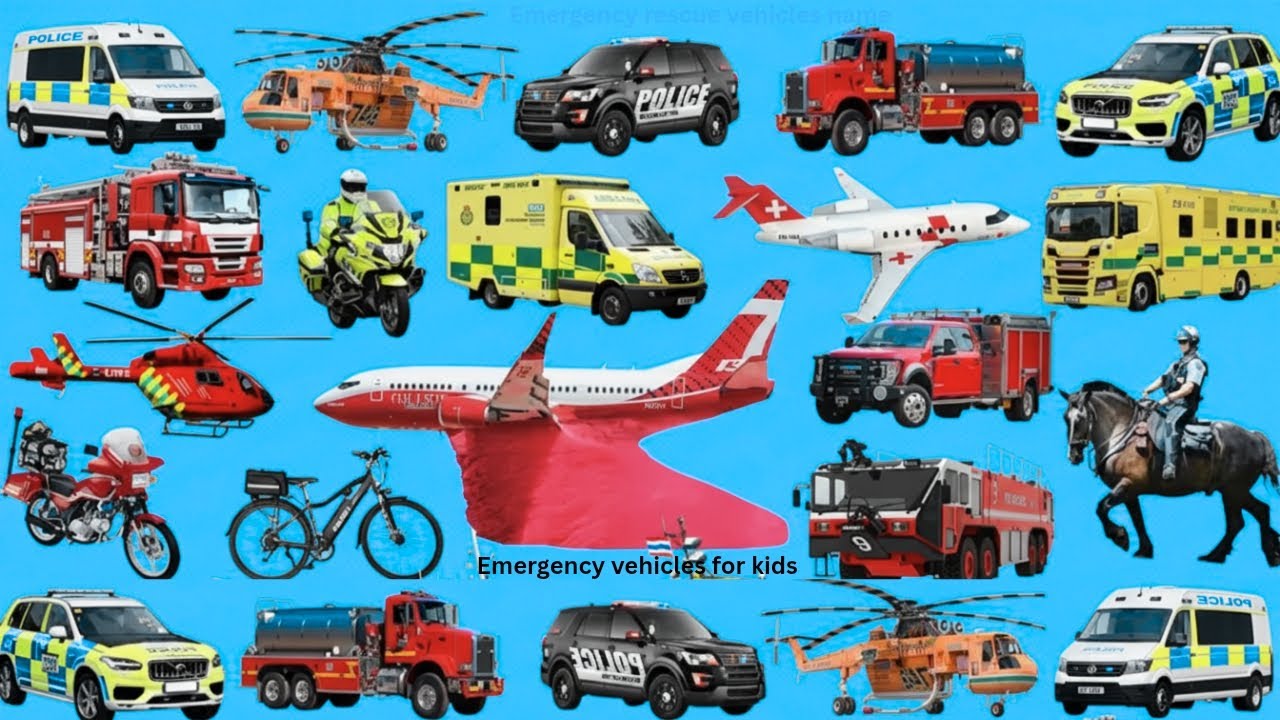 Emergency Vehicles Names for Kids | Learn Police Car, Fire Truck ...