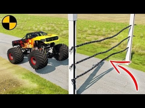 Cars vs Triple Rope 😱 BeamNG Drive - YouTube