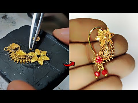 Crafting gold nath design | marathi nath | handmade jewelry - YouTube