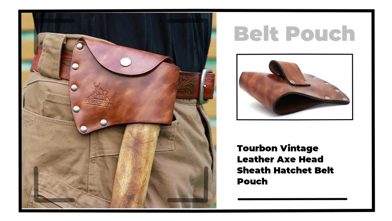 Tourbon Vintage Leather Axe Head Sheath Hatchet Belt Pouch - YouTube