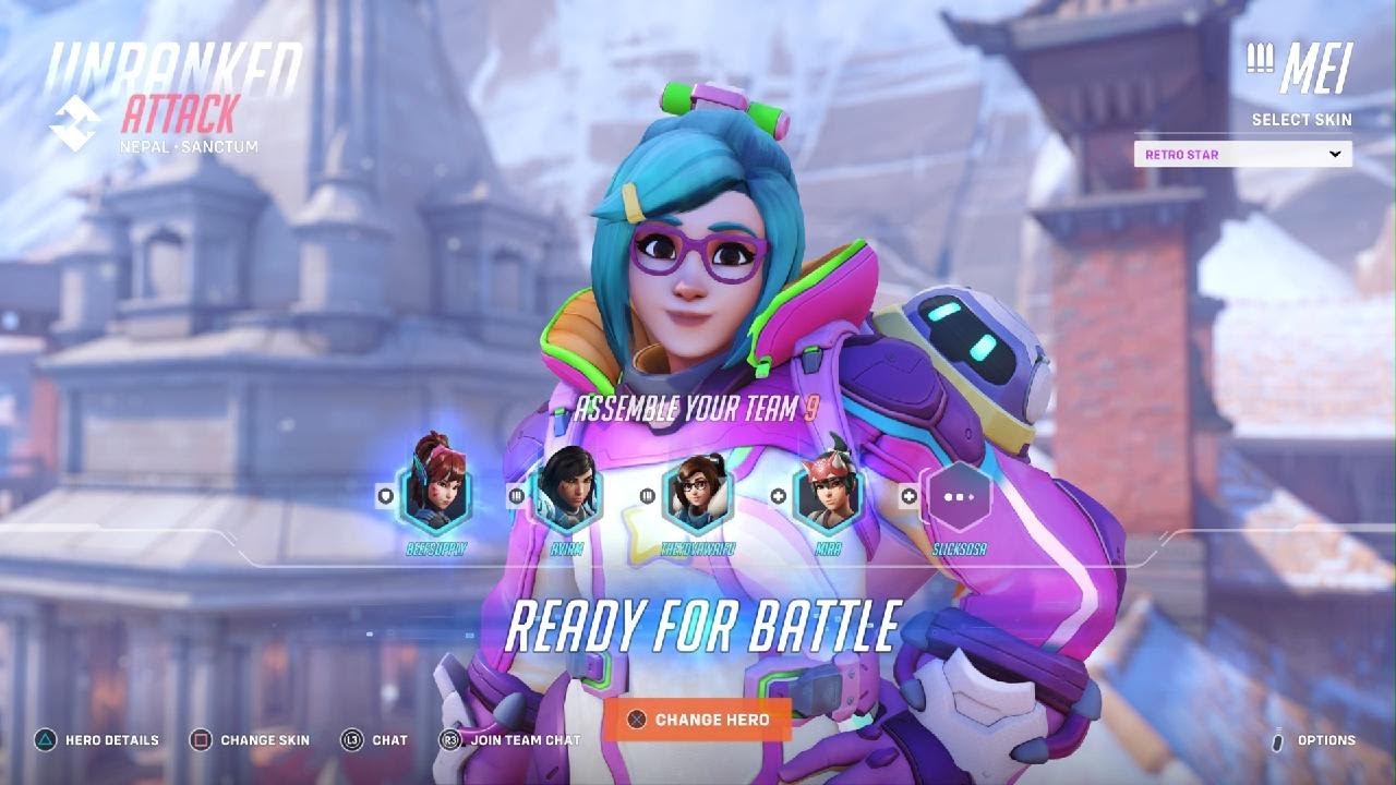 Overwatch 2 trying out mei retro star skin - YouTube