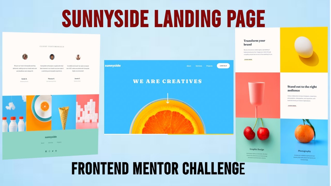 Sunnyside Landing Page Frontend Mentor Challenge Youtube