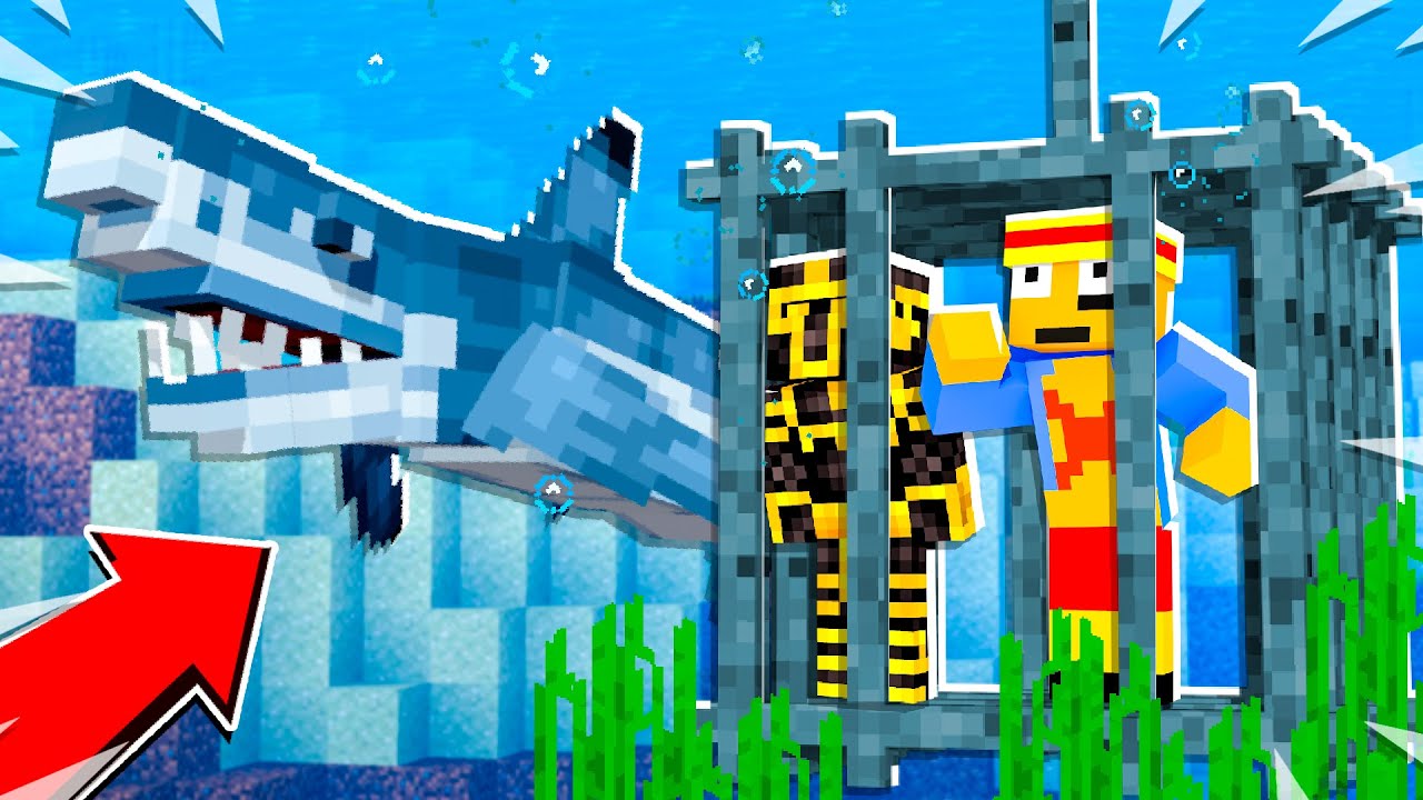 🦈 ATRAPAMOS UN TIBURÓN GIGANTE EN MINECRAFT 😱 - YouTube