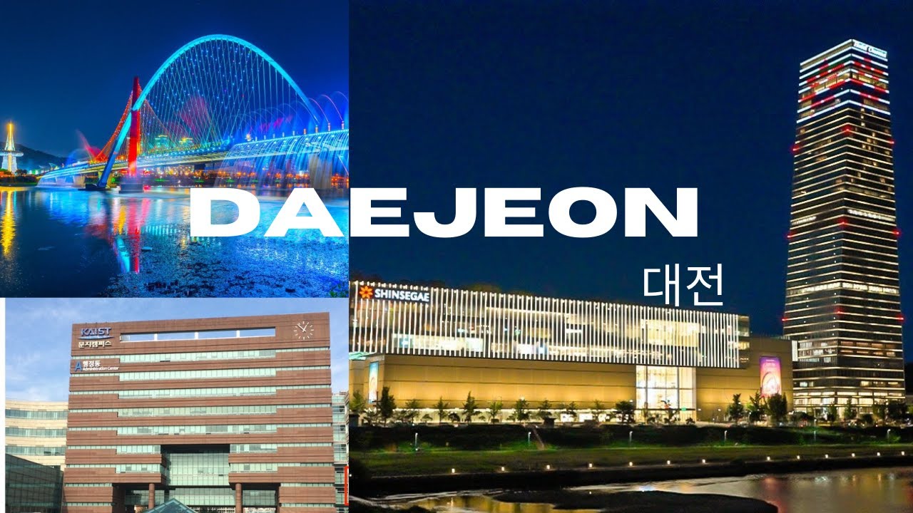 South Korea Daejeon/ Night view/ relaxing piano music/4K Dron Video ...