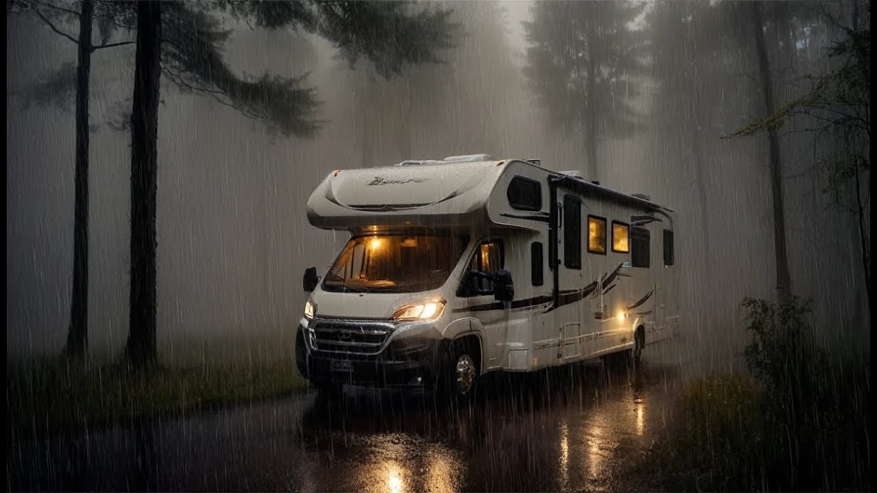 🌧️Rain on Motorhome RV | Black Screen | 12 hours | Rain Sounds for ...
