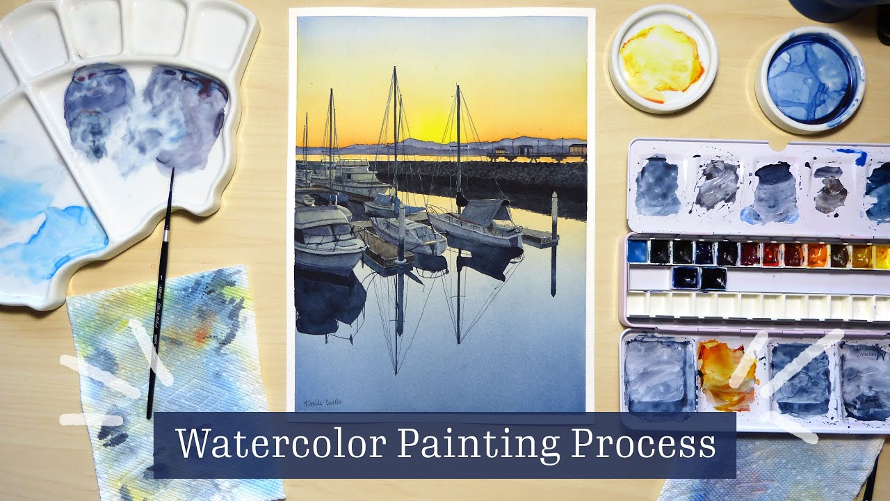 Watercolor Marina Painting Process | "Edmonds Marina Sunset" - YouTube