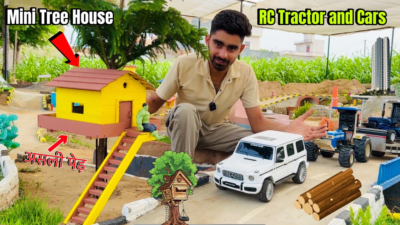 Building a Tree House on mini tree using Rc tractors || Rc construction ...