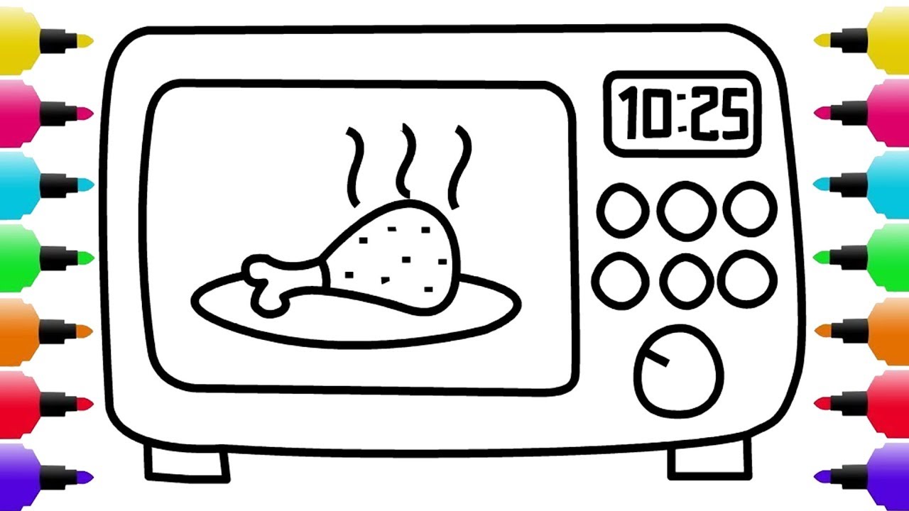 Microwave Coloring Page Home Appliances, Simple Drawing Microwave Oven