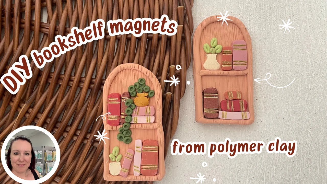 DIY polymer clay bookshelf magnets | tutorial | freehand cut - YouTube