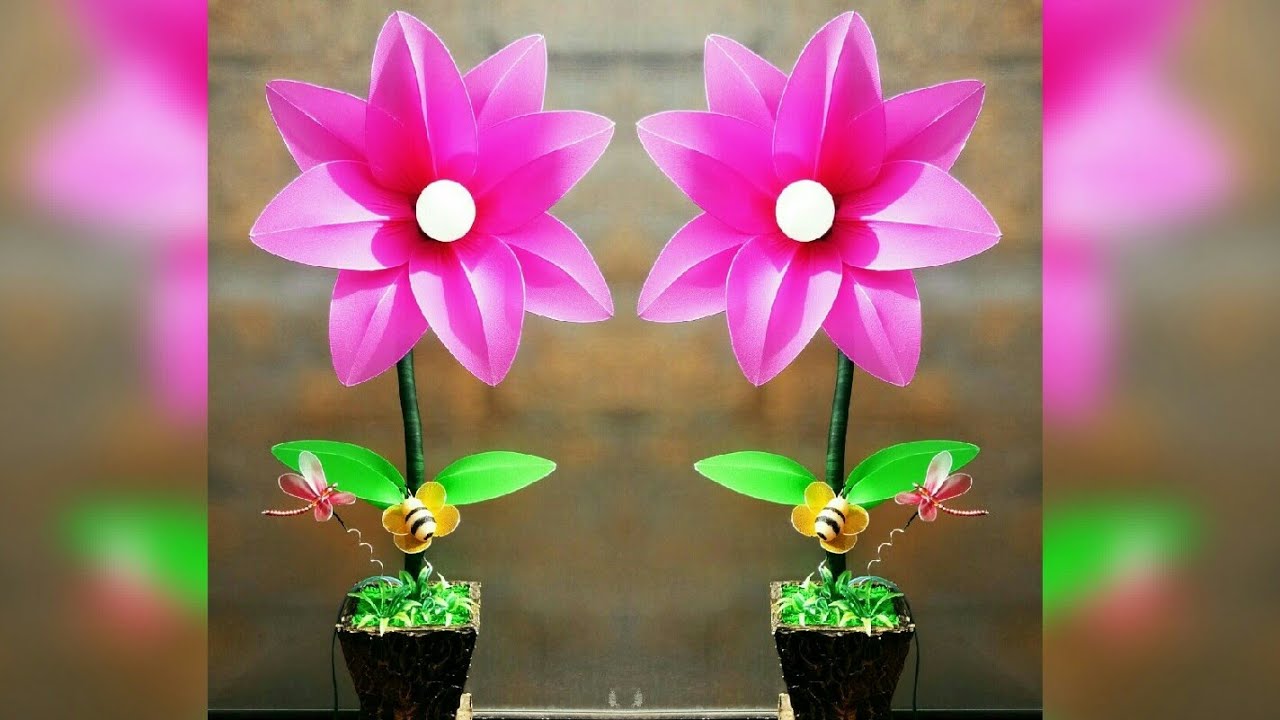 DIY ] CARA MEMBUAT BUNGA LAMPU DARI STOCKING ( how to make flower lamp ...