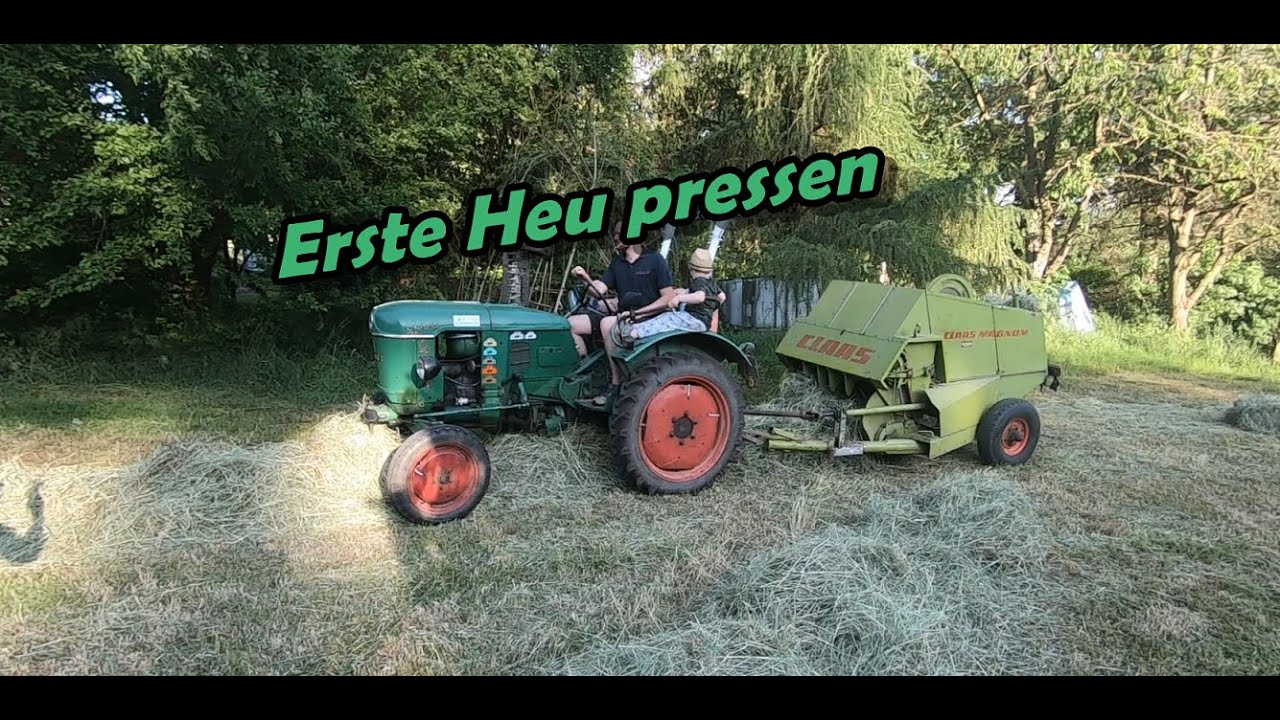Das erste Heu pressen | Deutz | Claas Magnum Heupresse - YouTube