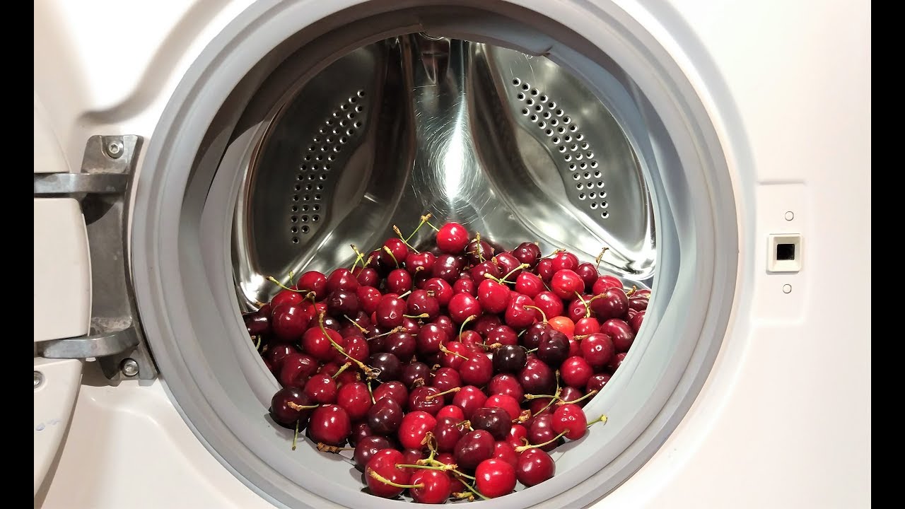 Experiment - Cherries - in a Washing Machine - YouTube